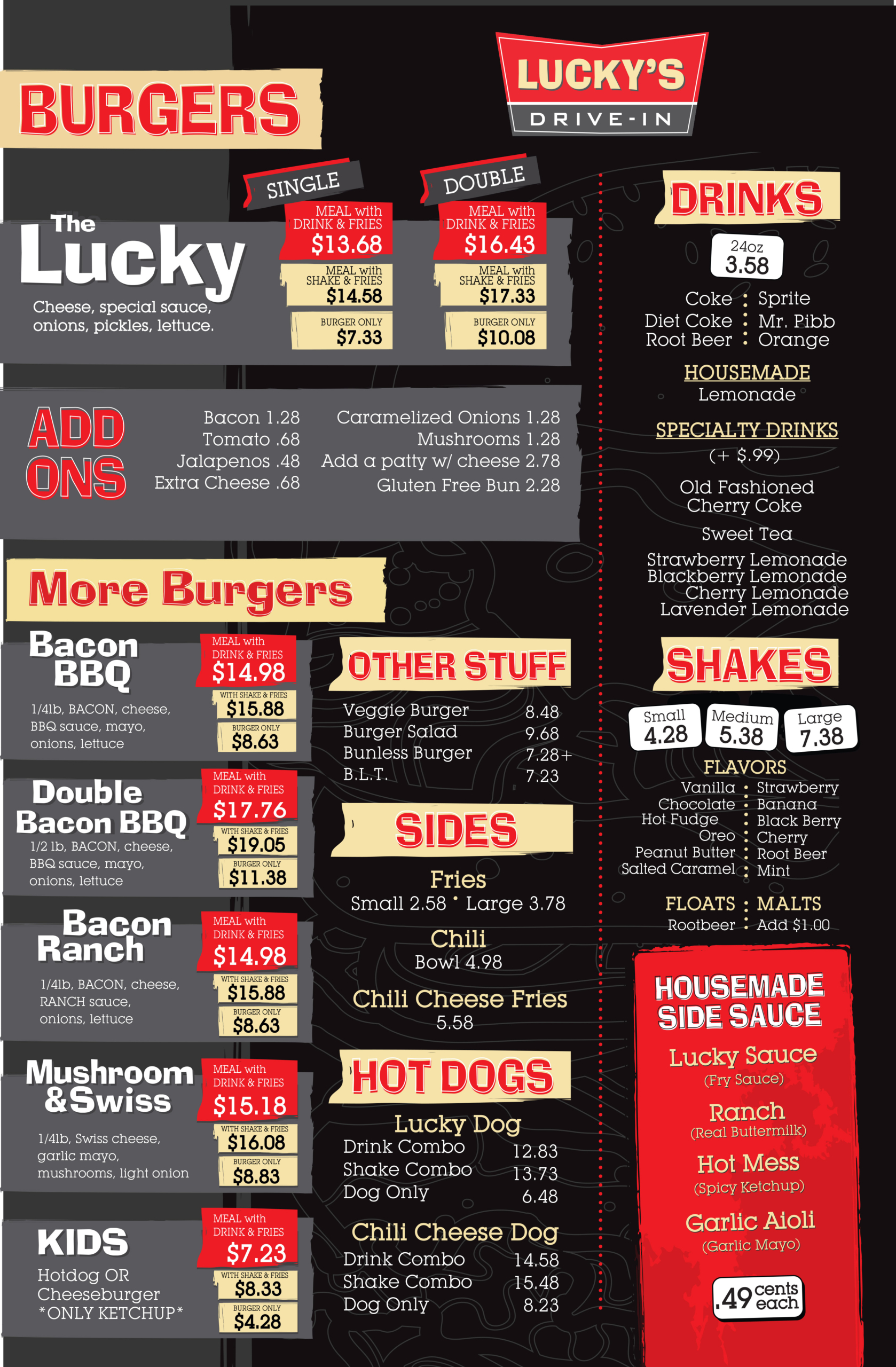 menu - Lucky's Drive-In Parkland